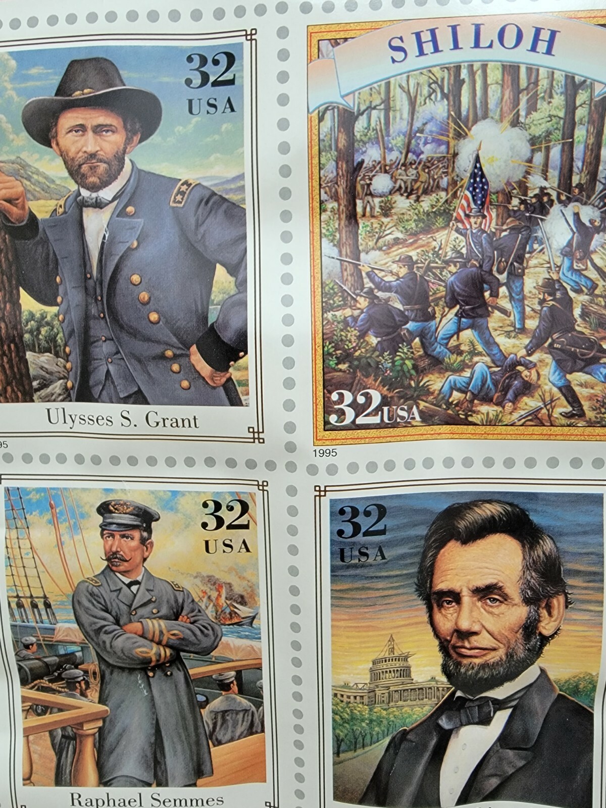 Civil War Commemorative Stamp Poster USPS Rare 36" X 24" w Robert E ...