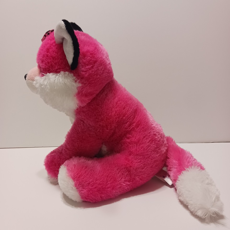 Aurora Girlz Nation Fox Plush 12” Hot Pink White Green Eyes Bow Stuffed ...