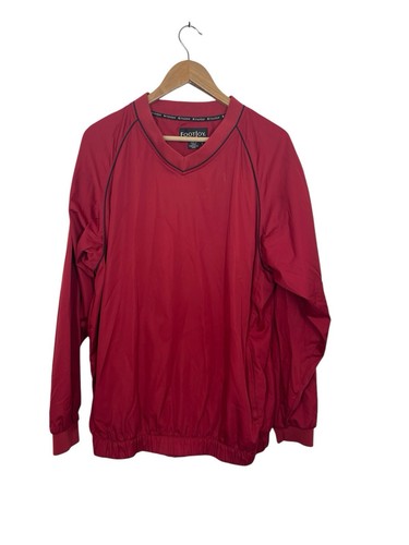 FootJoy Mens Size Large Red Long Sleeve Pullover Windbreaker Golf V ...
