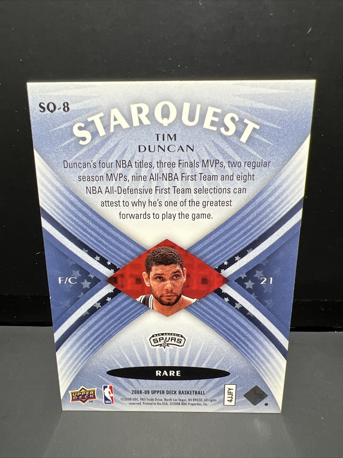 2008-09 NBA Upper Deck Tim Duncan #SQ-8 Cyan Star-quest Rare. Nice Card! | eBay