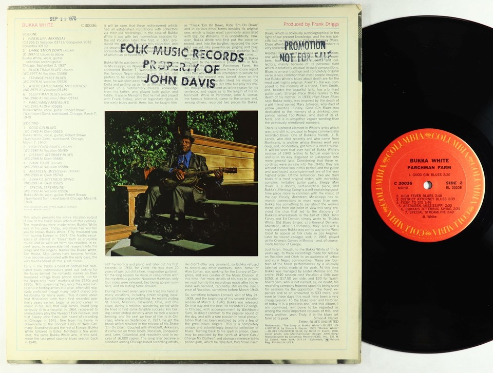 Bukka White - Parchman Farm LP - Columbia Mono VG++ PROMO | eBay