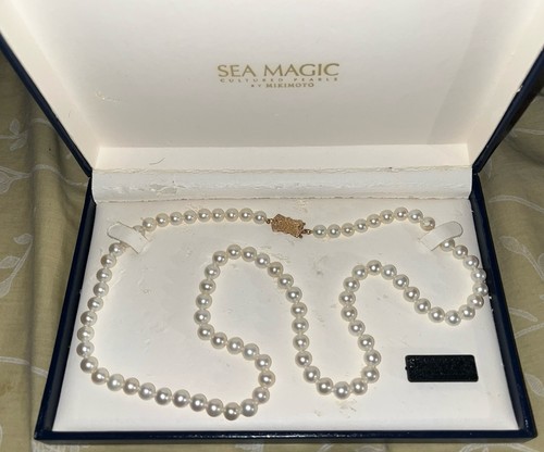Beautiful! Mikimoto 14k Gold Cultured Akoya Pearl 22in Strand Necklace ...