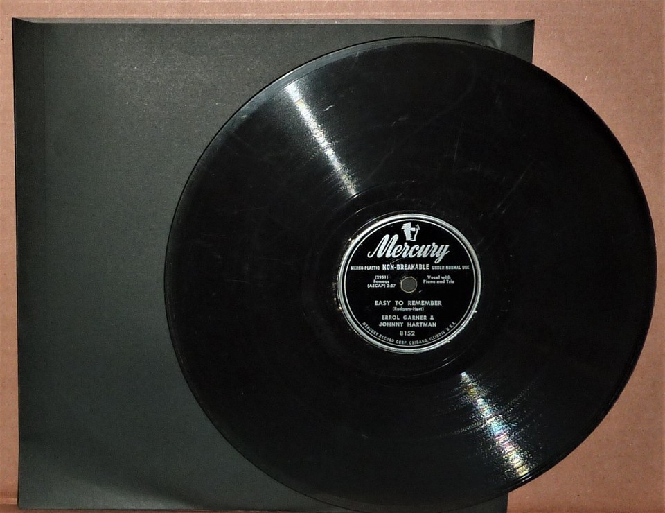 10" - 78 RPM SHELLAC RECORD by ERROL GARNER & JOHNNY HARTMAN (1949 ...