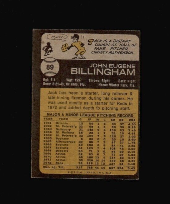 1973 Topps #89 JACK BILLINGHAM Reds EXMT | eBay