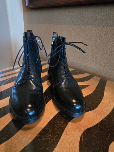 Sam Edelman Black Leather Combat Boot Lace-Up size 7M | eBay