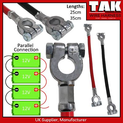 25-30cm 12V Battery Bridge Connector Cables 35mm² 240A With 2 Lead ...