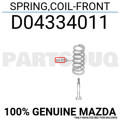D04334011 Genuine Mazda SPRING,COIL-FRONT D043-34-011 | eBay