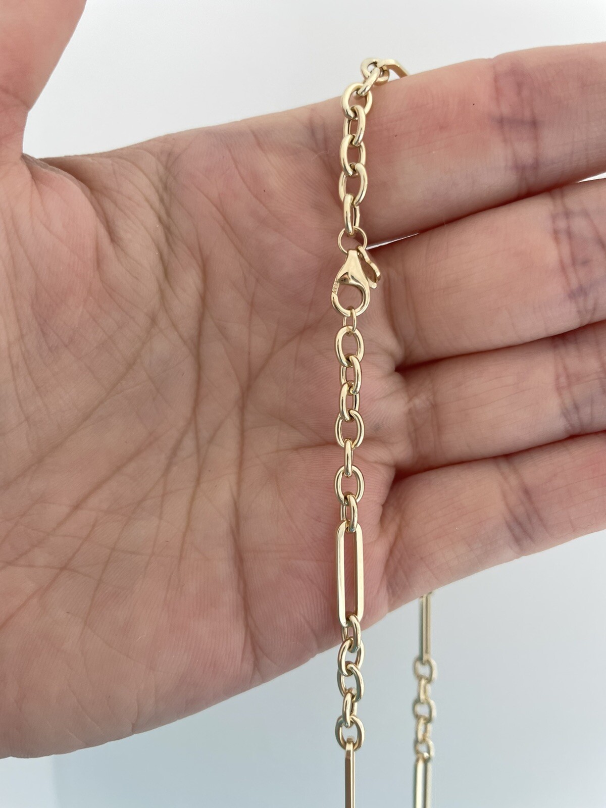 14k Yellow Gold Paperclip Necklace - Paper Clip Necklace - Fancy Gold ...