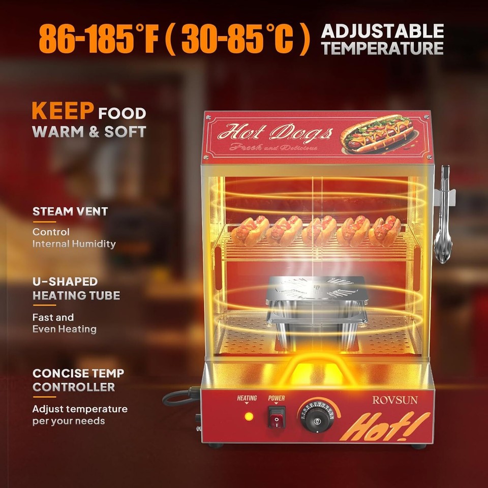 Commercial Hot Dog Steamer Machine 42.3QT Hot Dog Machine with Bun ...