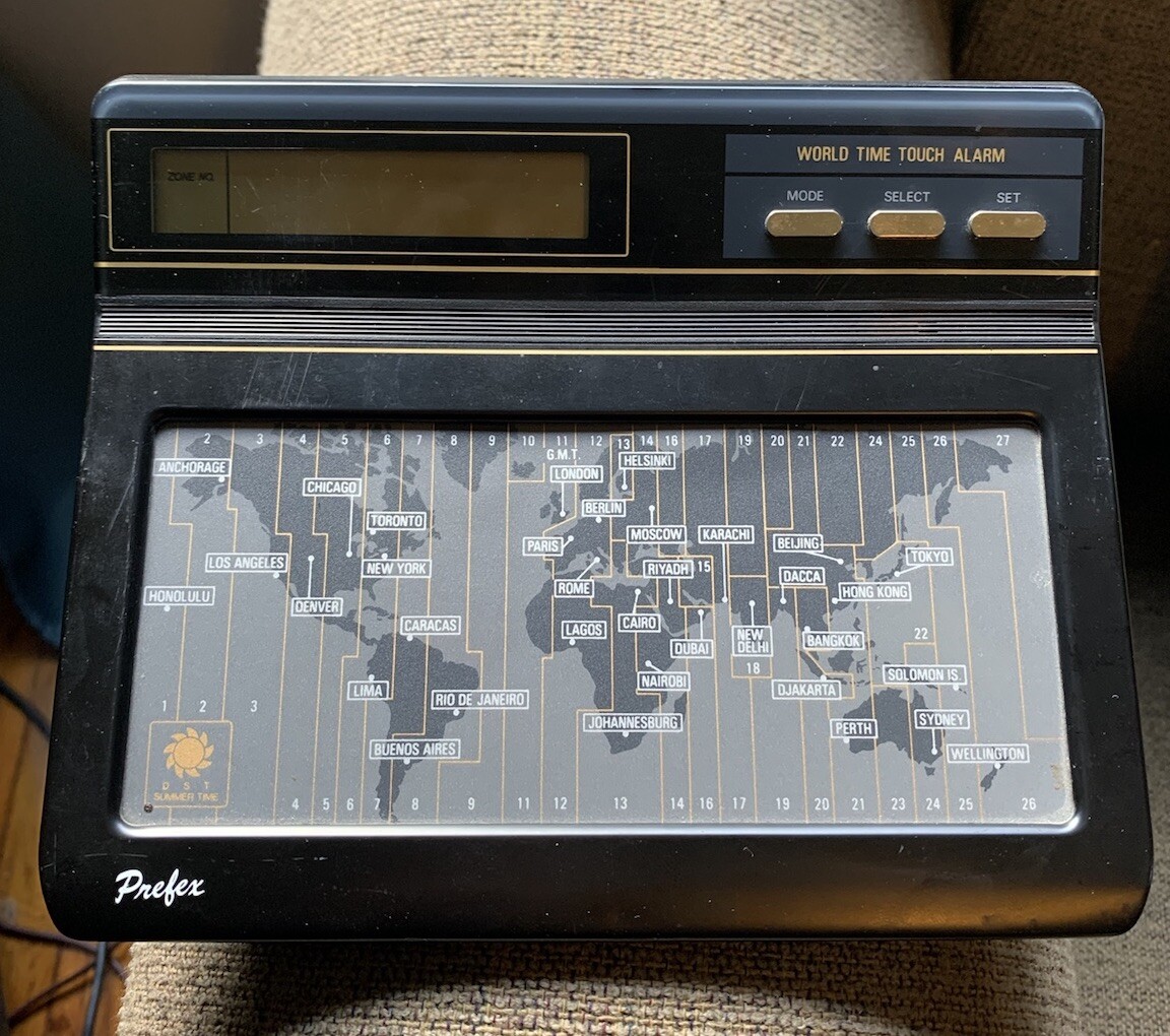 Vintage Retro Prefex World Time Touch Alarm (Uses 2 AA batteries) Mint ...