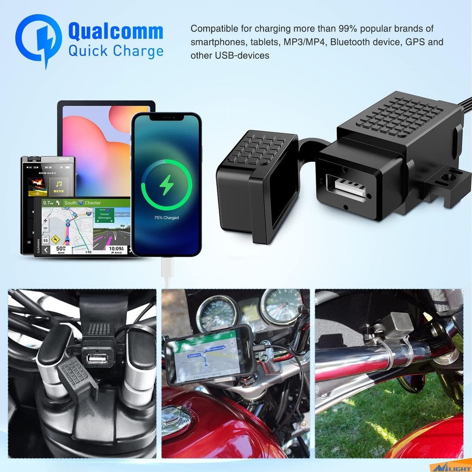 Nilight Motorcycle Charger with USB Type C Port 12V Voltmeter ...
