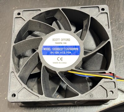 Scott Offord 7000RPM 12038 Miner Cooling Fan 12V 2.7A - Black (IL/RT6 ...