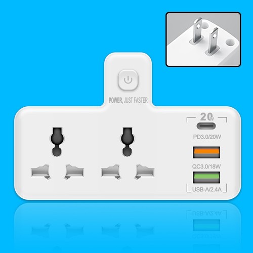 High Quality 2 Prong Wall Plug with 2 Outlets Type C USB A Adapter With ...