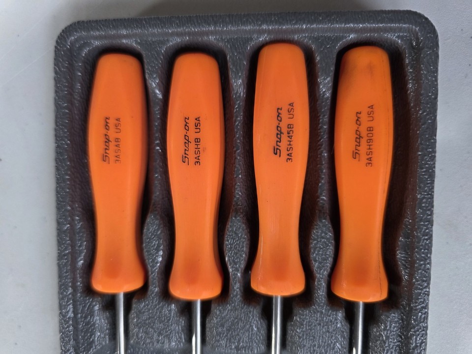 Snap-On Tools 4 Piece ORANGE Mini Hard Handle Long Pick Awl Set ...
