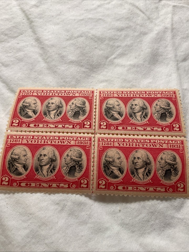 U.S.-(-1931-)-Sc.#703-YORKTOWN -lot of Block 4-Stamps/CENTER LINE MNH ...
