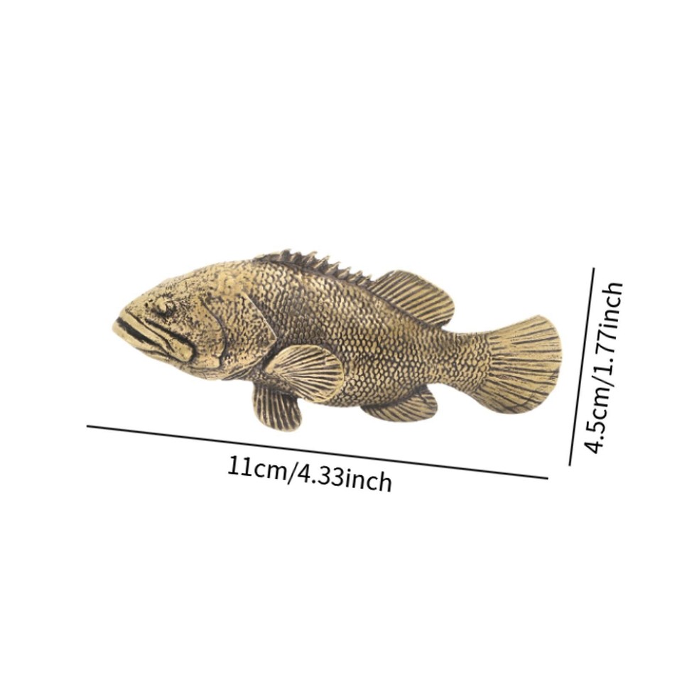 Brass Grouper Fish Figurine Decorative Home Decor Tea Pet Retro Small ...