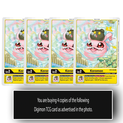 Koromon - BT4-003 - Uncommon Digimon TCG Card Playset Yellow | eBay