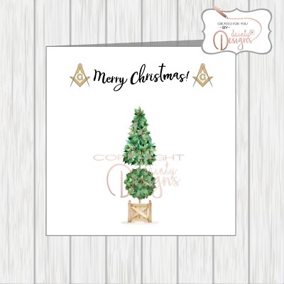 Masonic Christmas Card Masons Compass Symbol Xmas Tree | eBay