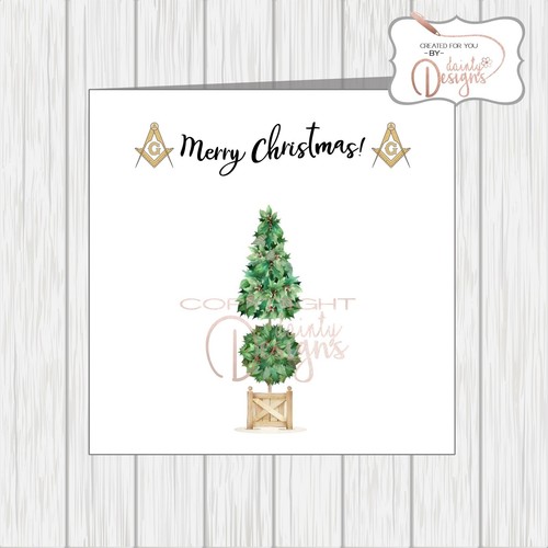 Masonic Christmas Card Masons Compass Symbol Xmas Tree | eBay