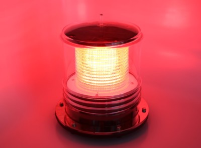 Marine Solar Warning Light - RED LED Marine Dock Barge Safety Beacon ...