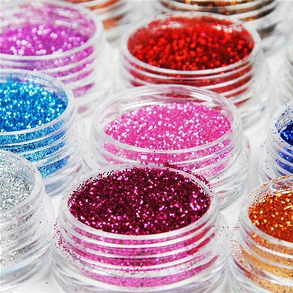 12pcs Color Glitter Dust Powder Set Decoration Nail Art Tips Manicure ...