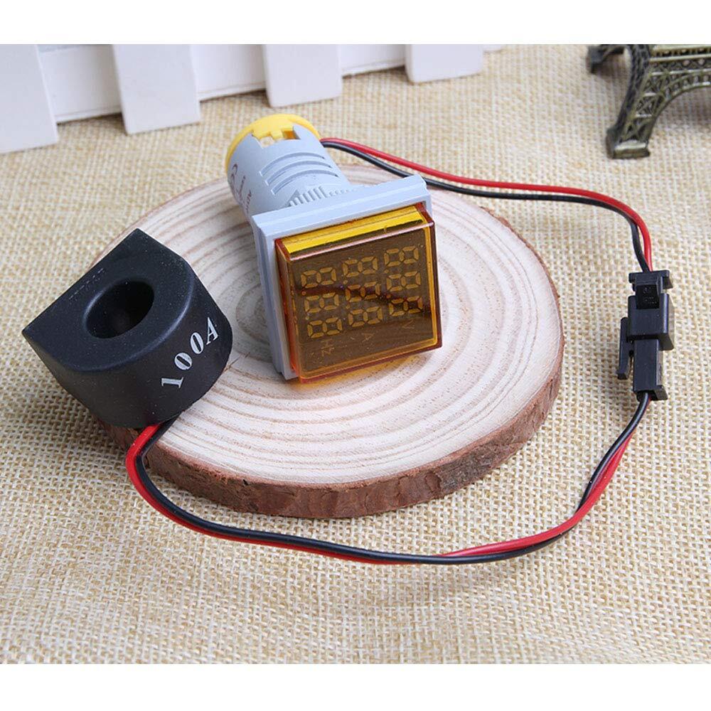 1Pcs Yellow 3 in 1 Square Shape Digital AC Panel Ammeter Voltmeter ...