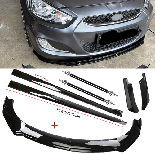 Front Bumper Lip Spoiler Splitter Body Kit+Side Skirt For Hyundai ...