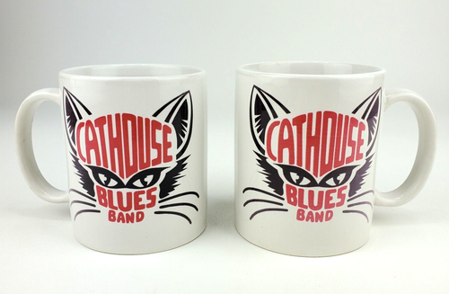 2 Ceramic Coffee Mugs Cathouse Blues Band Left and Right Handled Mojo ...