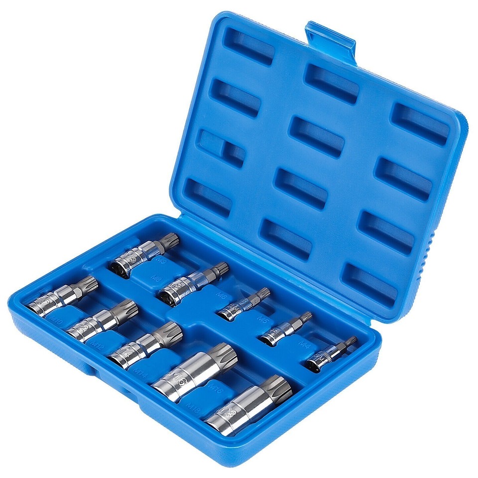 New 10pc For XZN Triple Square 12 Point Spline Tamper Bit socket Set ...