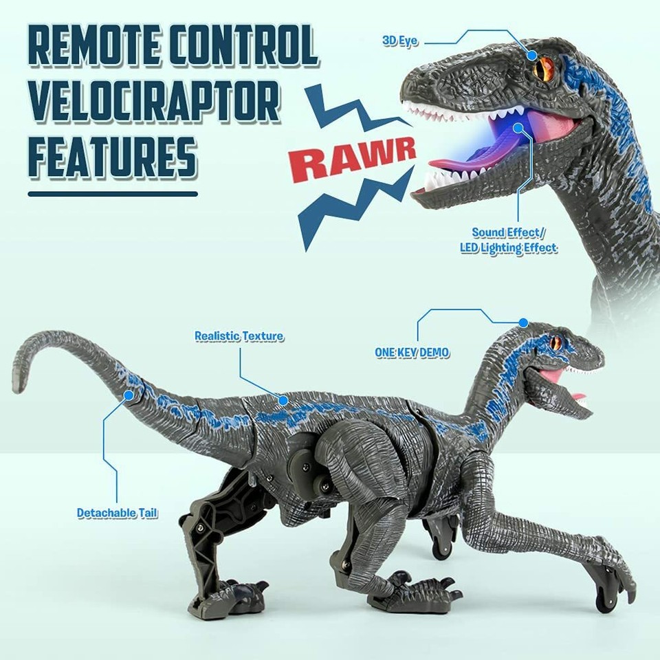 RC Dinosaur Intelligent Interactive Smart Toy Realistic Walking Roaring ...