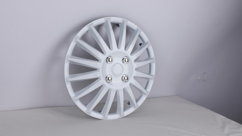 4PCS 14"inch White Wheel Covers Snap On Full Hub Caps for R14 Tire ...