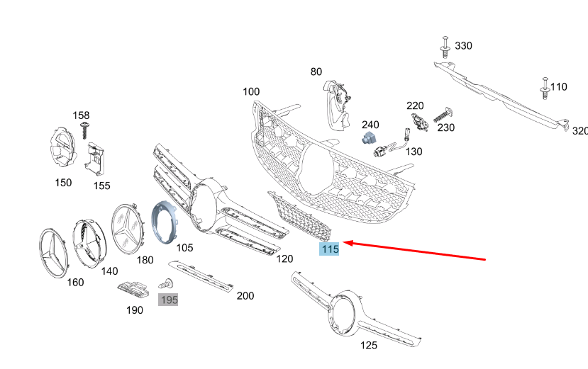 MERCEDES-BENZ GLC X253 Front Right Upper Grille Trim A2538889500 NEW ...