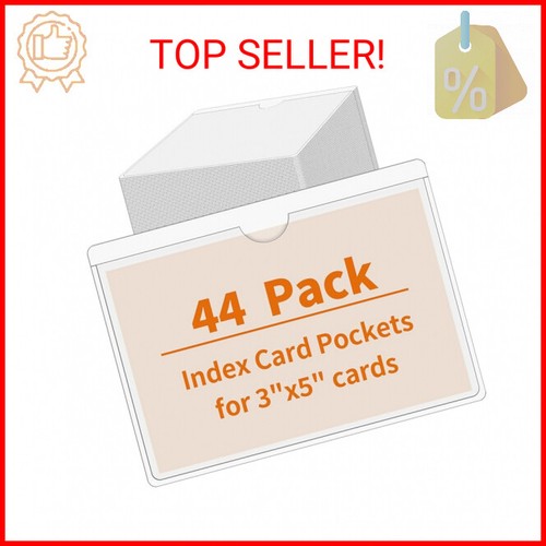 44 Pack Adhesive Pockets, Bin Labels for Storage Bins, Clear Label Holder, Index | eBay