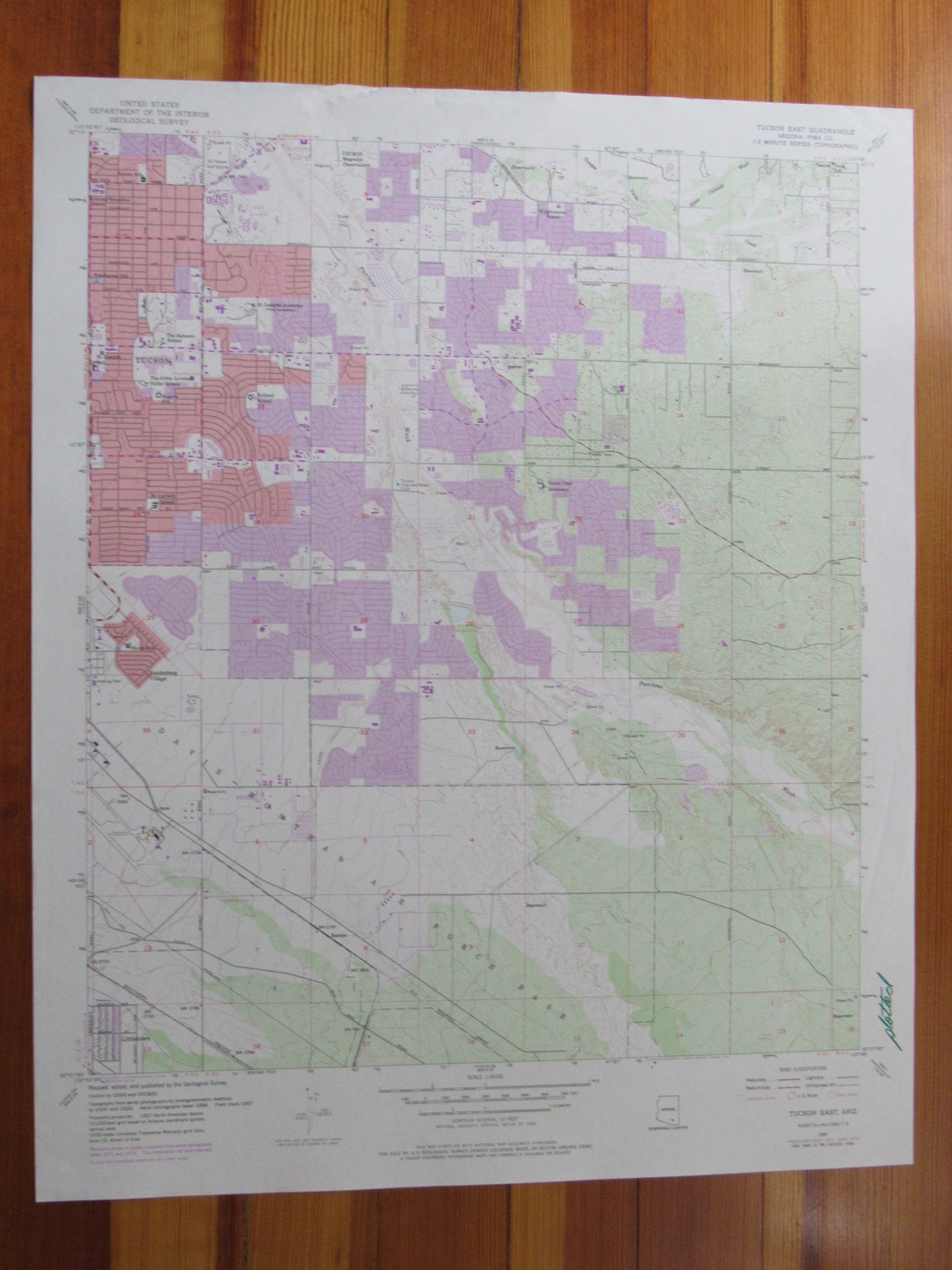 Tucson East Arizona 1977 Original Vintage USGS Topo Map | eBay