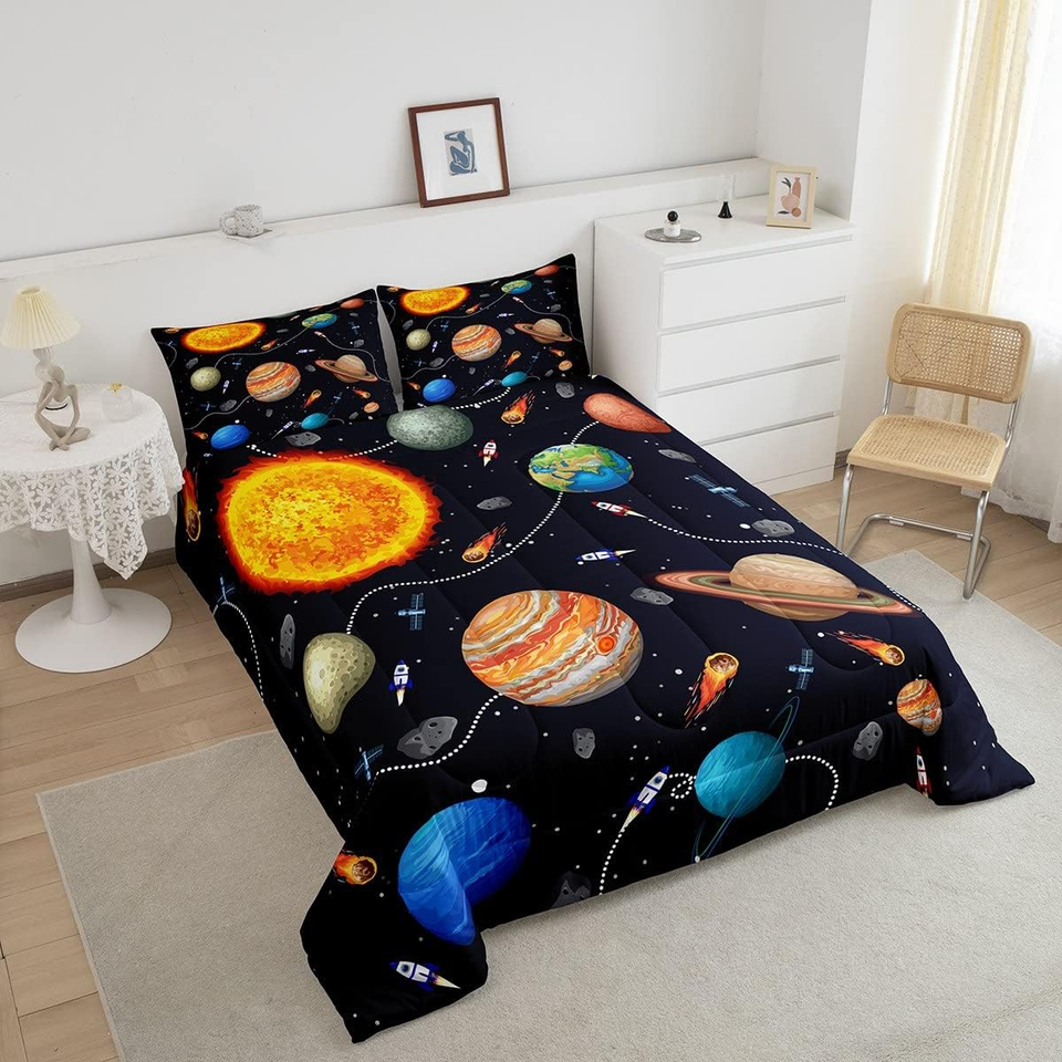 Planets Bedding Set for Boys,Solar System Comforter Set Twin Size for ...