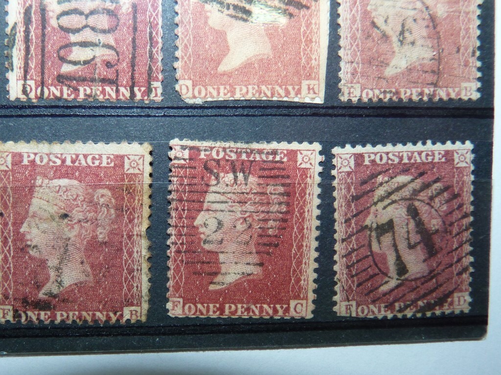Lot 18 Antique 1855 Penny Red Stamps, Great Britain, Various Corner ...
