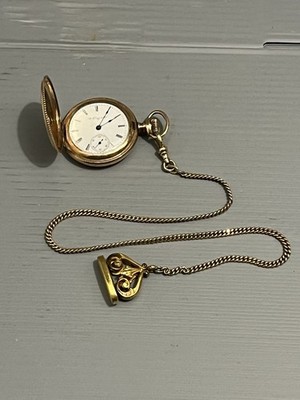 antique GF gold pocket watch CWC Co Crescent 25 yr case Elgin movement ...