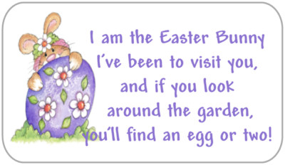 Easter Egg Hunt Stickers Poem Tags Labels Gift Bags Happy Rabbit Bunny ...