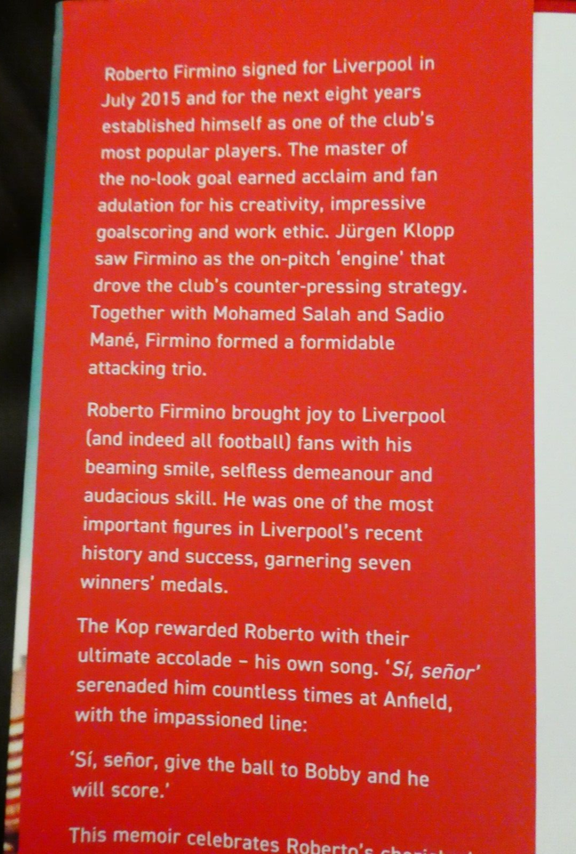 Signed Roberto Firmino: Si Senor- My Liverpool Years. Liverpool FC ...