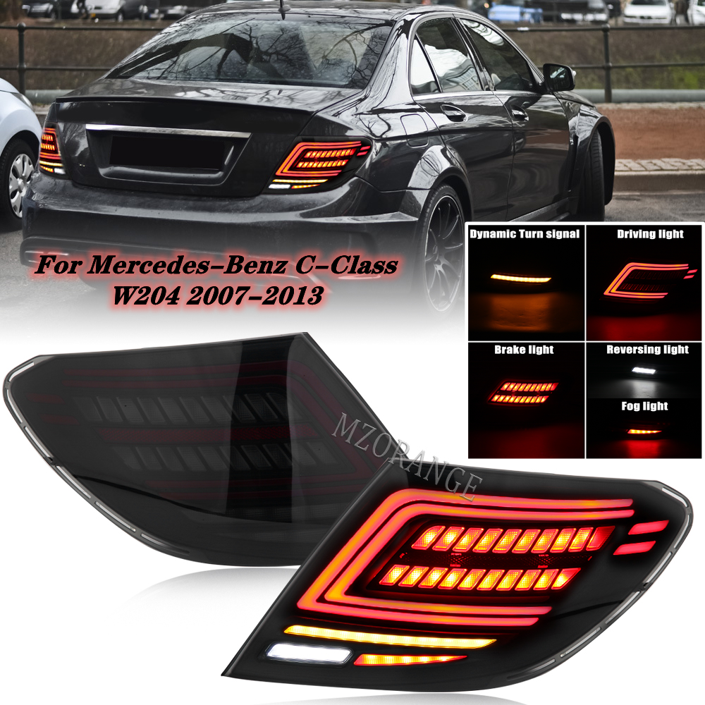 2x Smoked Dynamic LED Rear Tail Light Brake Lamp For Mercedes C-Class ...
