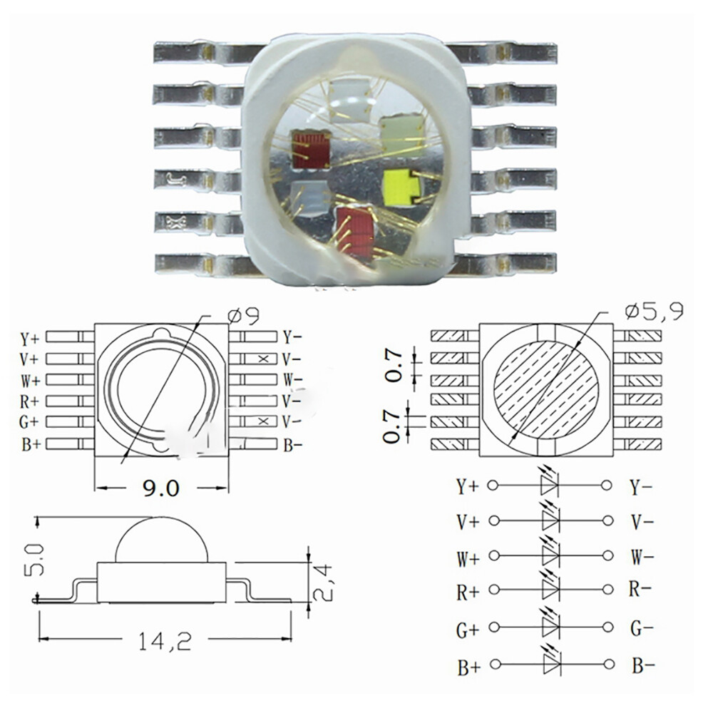 3W-18W RGB RGBW RGBWW RGBWY RGBWYV High Power LED Chip Colorful Light ...