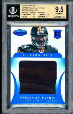 Le'Veon Bell Rookie Card 2013 Certified Mirror Blue Materials #321 BGS ...