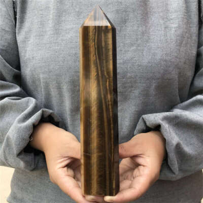 620g Natural Tiger’s Eye Obelisk Quartz Crystal Point wand Healing | eBay