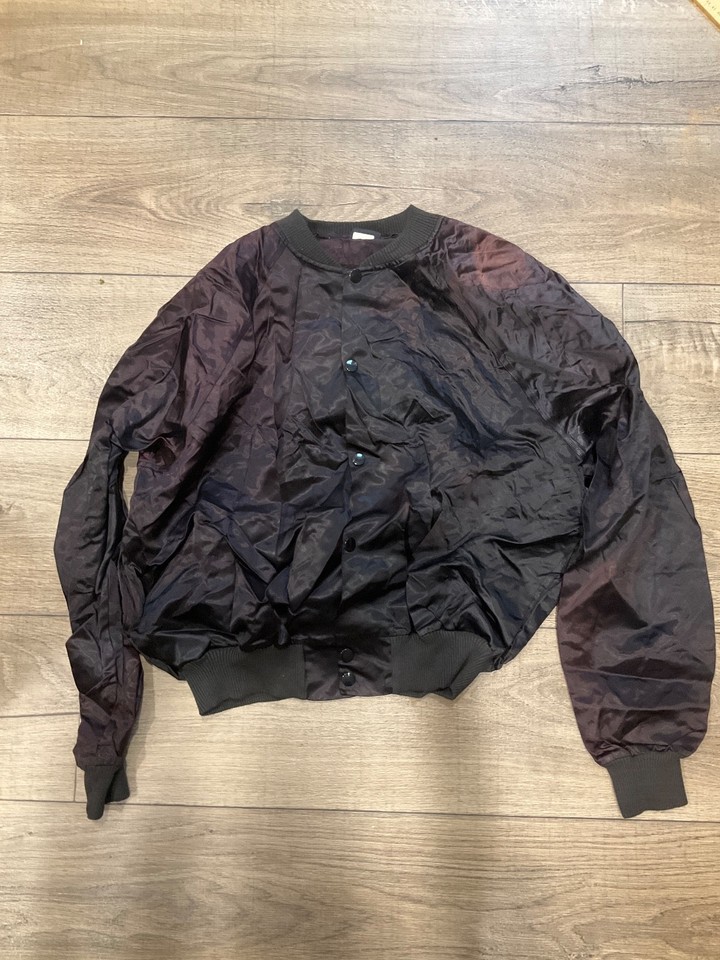 VTG Diamond Dust Men's Black Iridescent Gold Cobra Print 80s Bomber ...