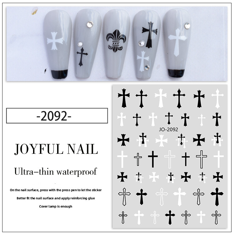 Cross Nail Art Sticker Self Adhesive nail Decals Gold or Silver | eBay