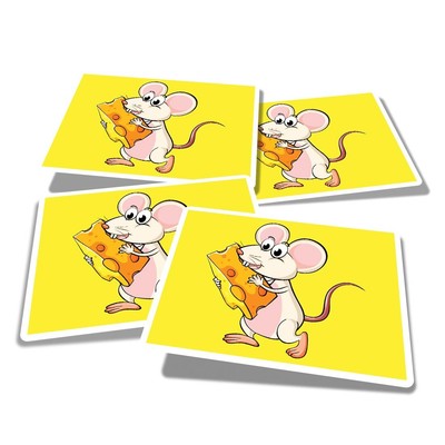 4x Vinyl Stickers Mouse Cheese Red Background #60470 | eBay UK