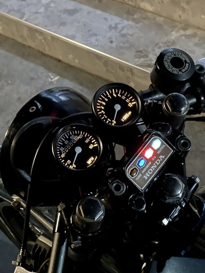 Honda Yamaha CB550 CB500 CB350 CB BLACK Mini Speedo Tach Gauges Combo ...