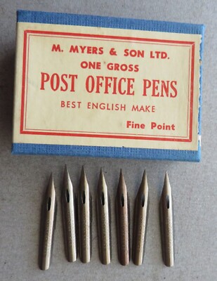 7 VINTAGE MYERS & SON LTD #1896F POST OFFICE BRONZE PEN NIBS+LETTERS ...