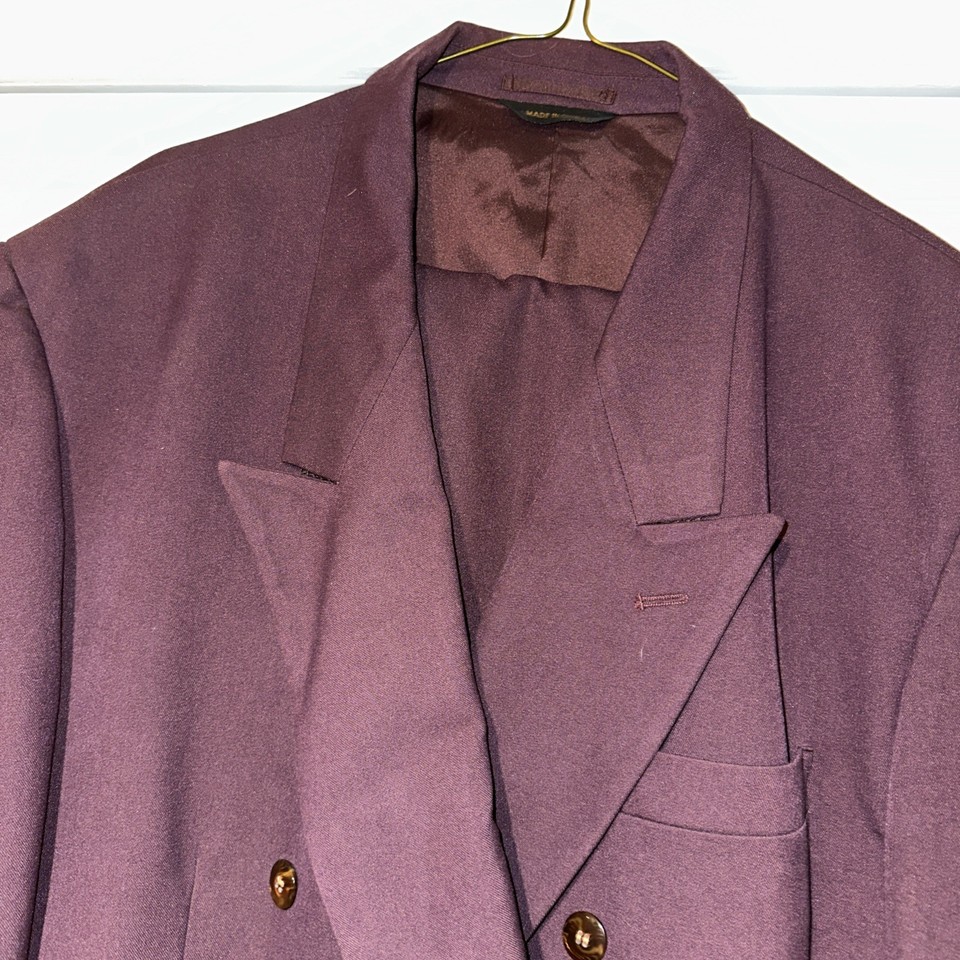VINTAGE DARK PURPLE CAPPELI DOUBLE-BREASTED SPORT COAT sz 40R plum suit ...