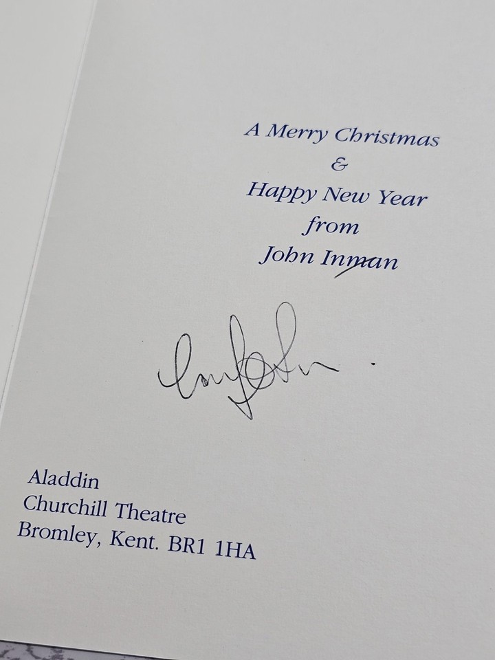 Signed Christmas Greeting Card - John Inman - Aladdin 1990 1991 | eBay UK